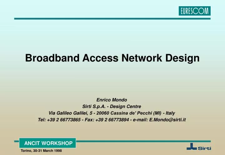 PPT - Broadband Access Network Design PowerPoint Presentation, free ...