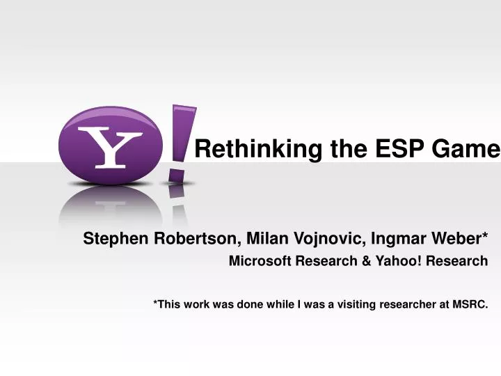PPT - Rethinking the ESP Game PowerPoint Presentation, free download ...