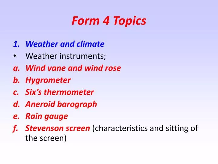 PPT - Form 4 Topics PowerPoint Presentation, free download - ID:4515461