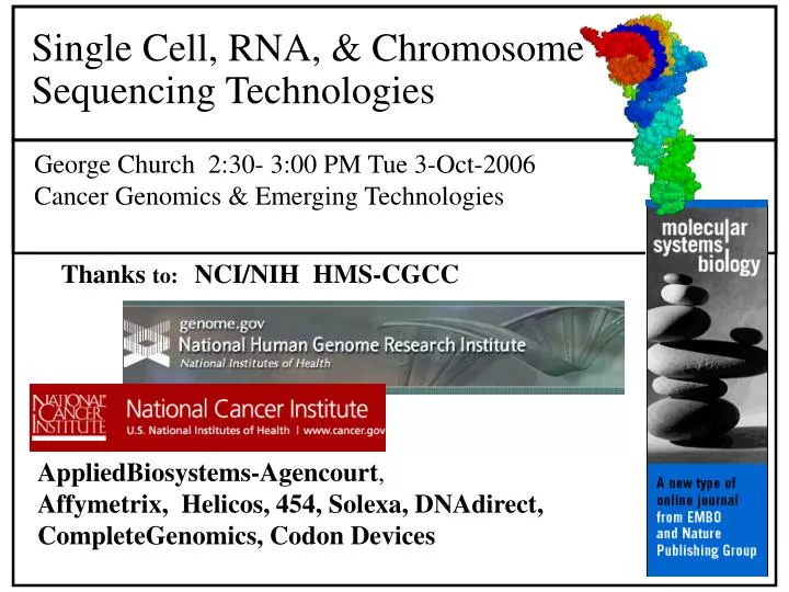 PPT - Single Cell, RNA, & Chromosome Sequencing Technologies PowerPoint ...