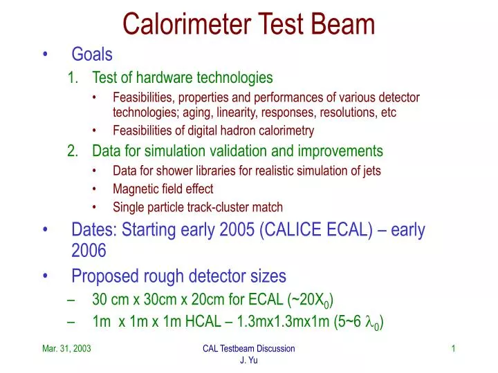 PPT - Calorimeter Test Beam PowerPoint Presentation, free download - ID ...
