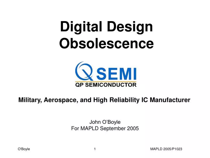 PPT - Digital Design Obsolescence PowerPoint Presentation, free ...