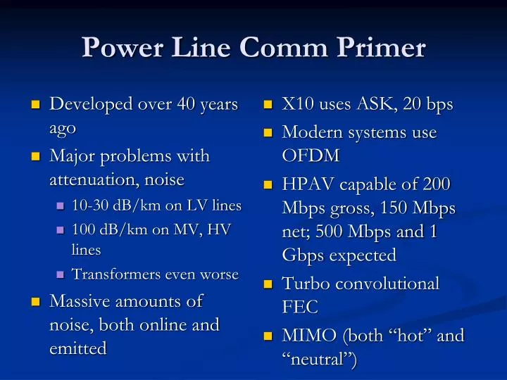 PPT - Power Line Comm Primer PowerPoint Presentation, free download ...