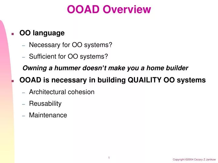 PPT - OOAD Overview PowerPoint Presentation, free download - ID:4527780