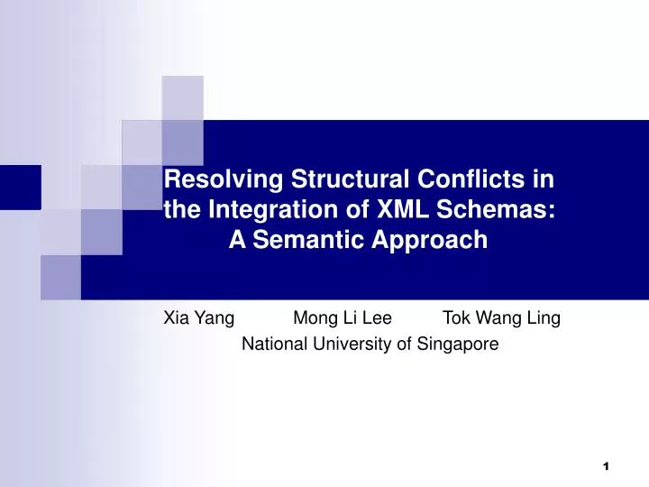 PPT - Resolving Structural Conflicts in the Integration of XML Schemas: A Semantic Approach ...