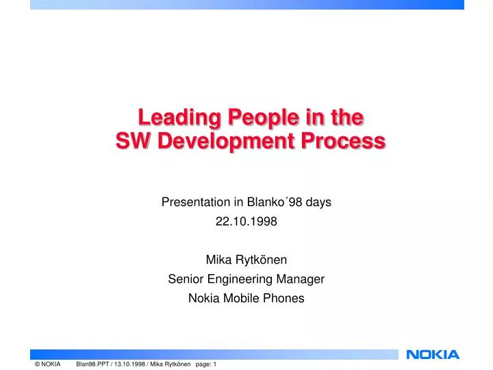 PPT - Leading People in the SW Development Process PowerPoint ...
