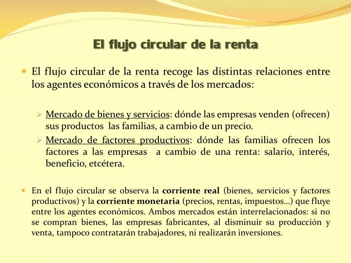 PPT - Tema 4. El mercado de factores y productos: el flujo circular de ...