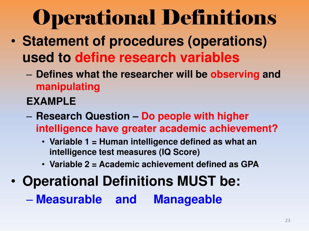 Operational Definition In Research There Are Different Ways To Measure Variables factors 