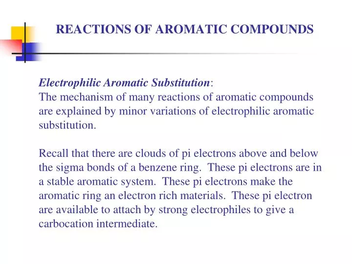 PPT - REACTIONS OF AROMATIC COMPOUNDS PowerPoint Presentation, free ...