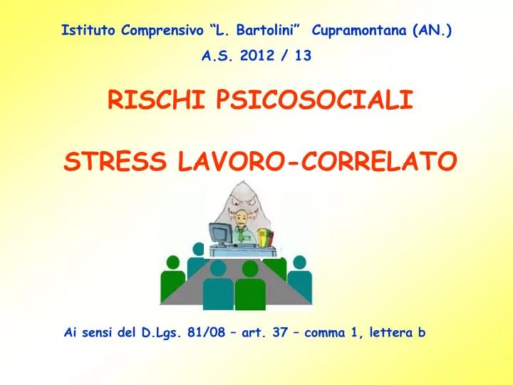 PPT - RISCHI PSICOSOCIALI STRESS LAVORO-CORRELATO PowerPoint Presentation - ID:4537258
