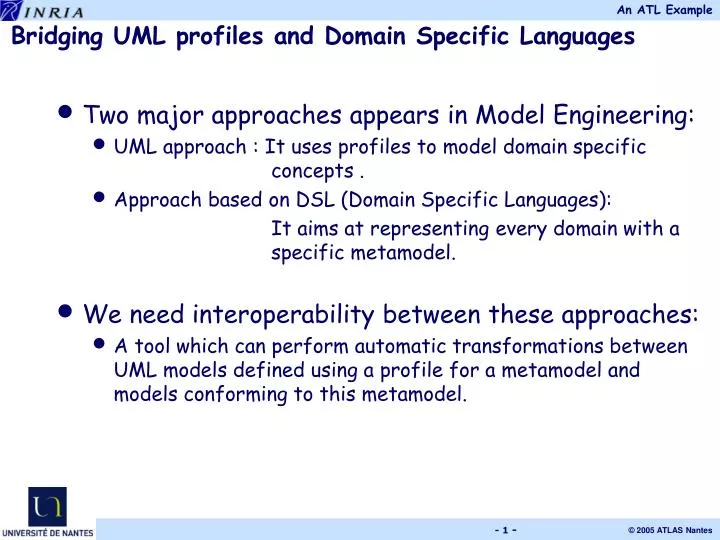PPT - Bridging UML profiles and Domain Specific Languages PowerPoint Presentation - ID:4537640