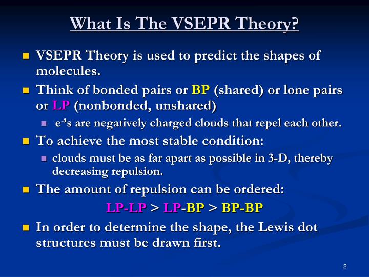 PPT - VSEPR THEORY (Valence Shell Electron Pair Repulsion Theory) Take ...