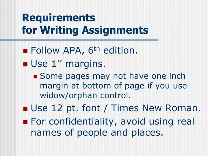PPT - Requirements for Writing Assignments PowerPoint Presentation ...