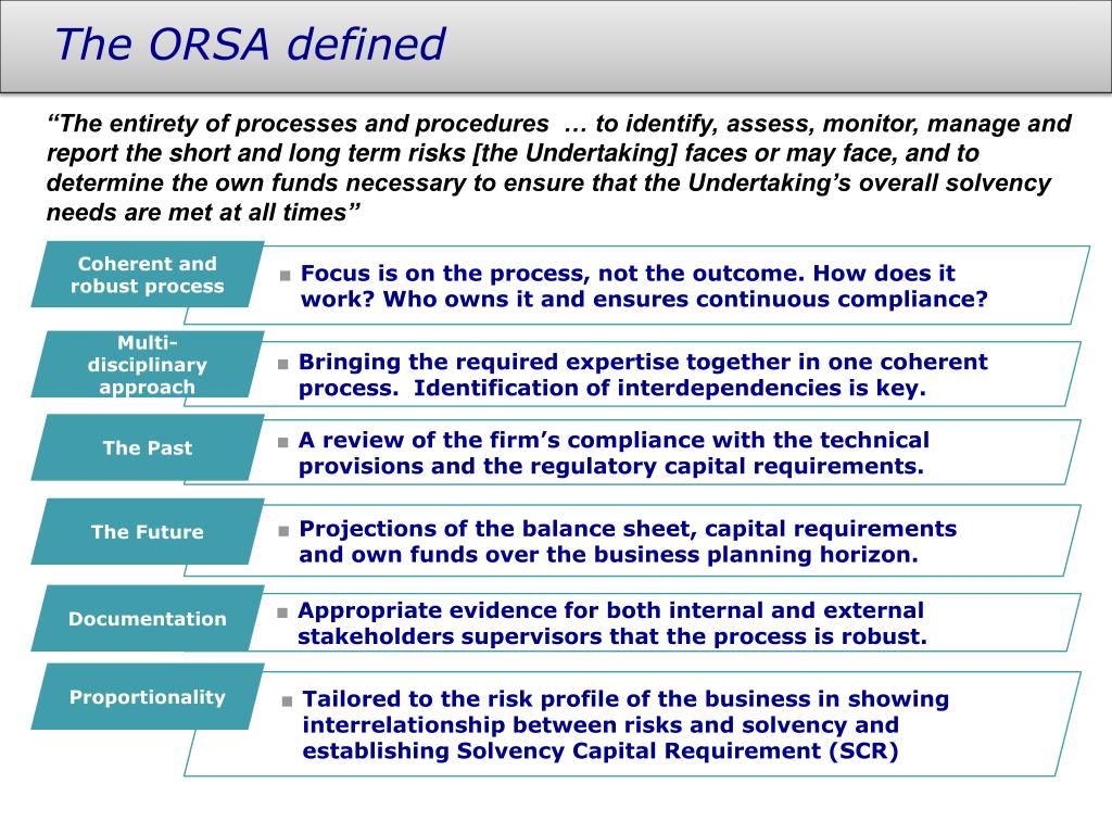 PPT - Own Risk & Solvency Assessment (ORSA): The heart of Risk ...