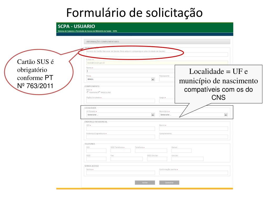 PPT - O cadastramento é realizado pelo próprio usuário, acessando o ...