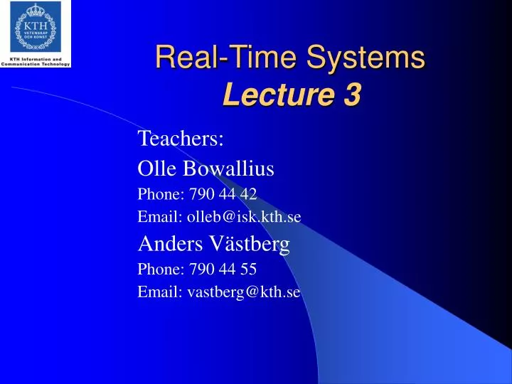 PPT - Real-Time Systems Lecture 3 PowerPoint Presentation, free ...