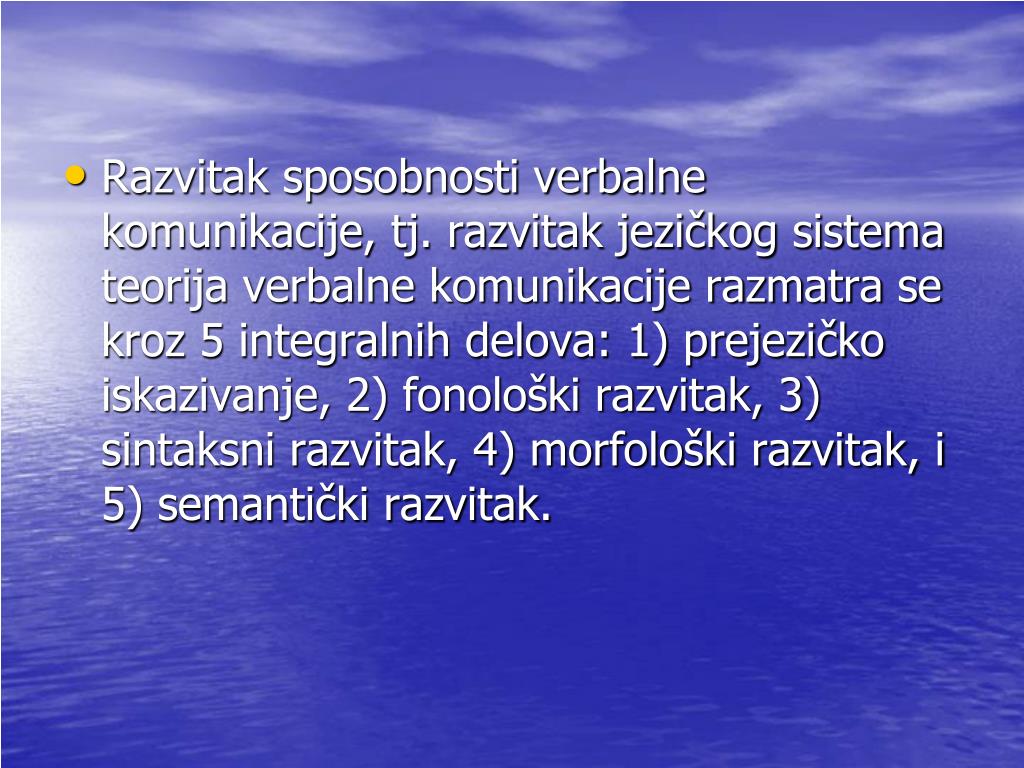 PPT - RAZVITAK SPOSOBOSTI VERBALNE KOMUNIKACIJE PowerPoint Presentation ...