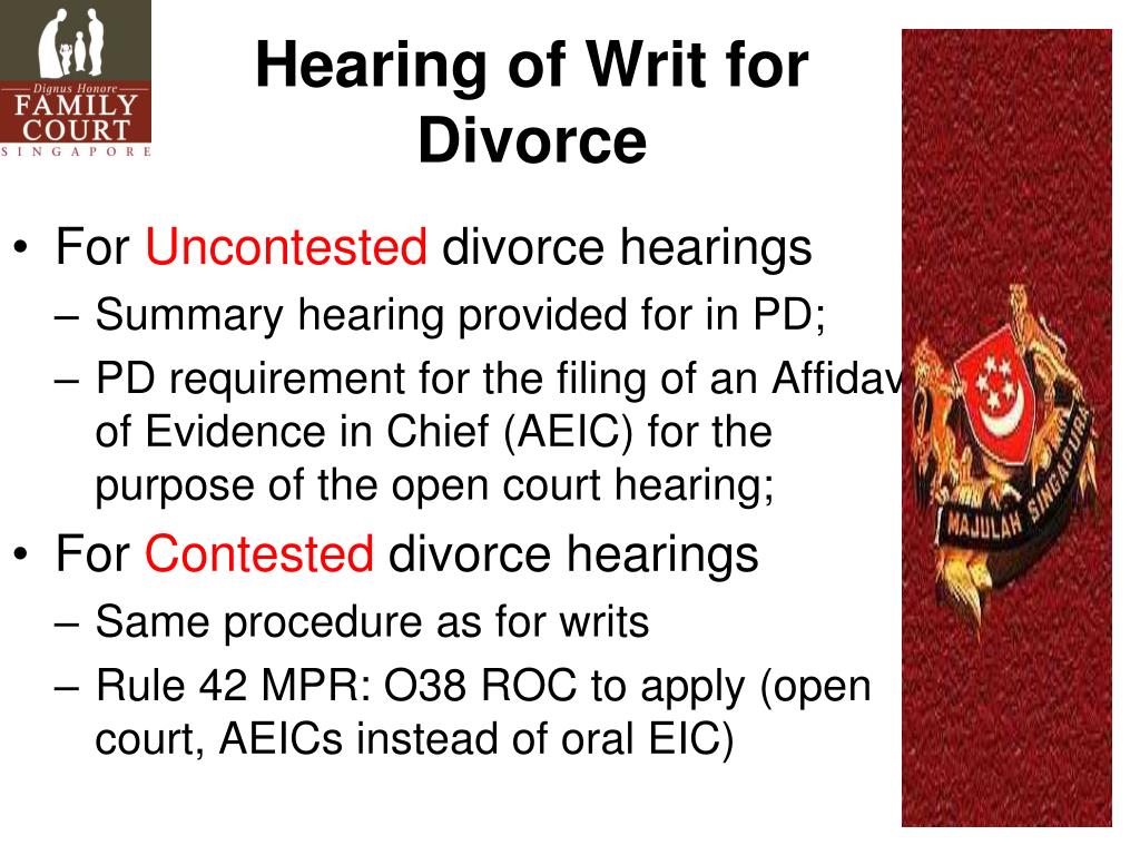PPT - Divorce Proceedings Chiang Joon Heng, Steven Help Centre Family ...