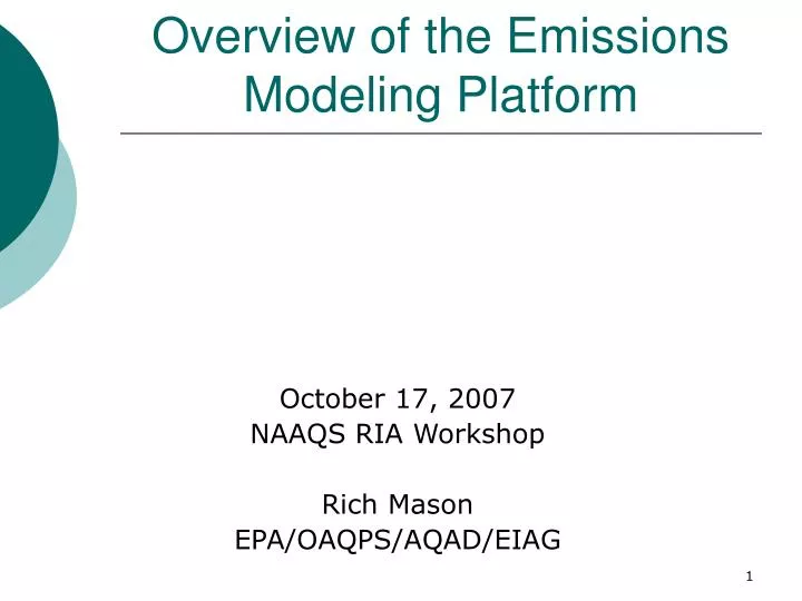PPT - Overview of the Emissions Modeling Platform PowerPoint ...