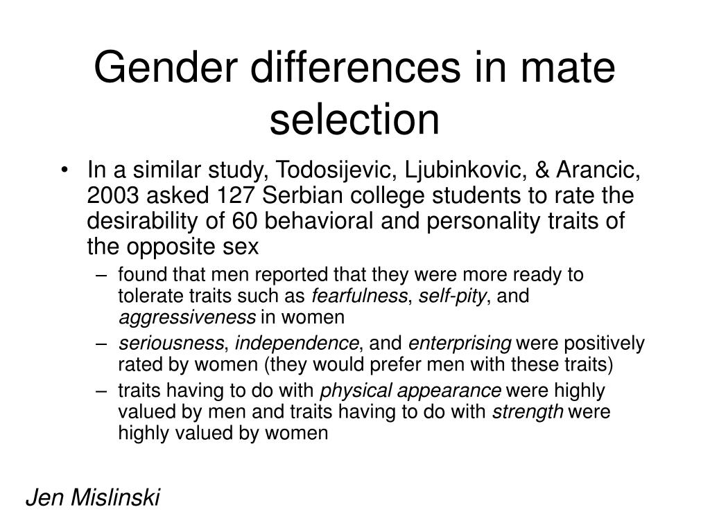 Ppt Gender Differences In Mate Selection Powerpoint Presentation