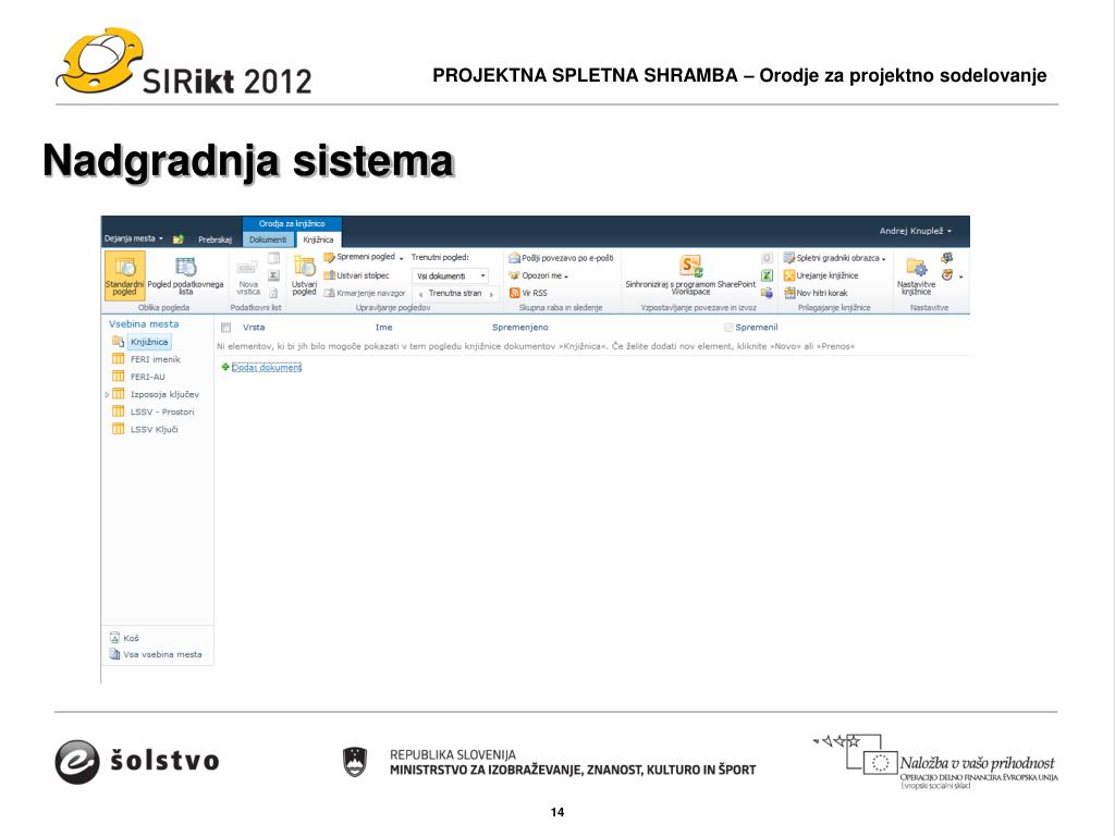 PPT - PROJEKTNA SPLETNA SHRAMBA Orodje za projektno sodelovanje ...
