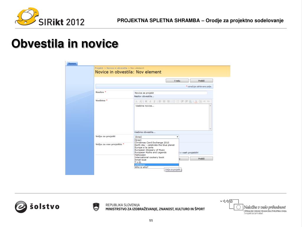 PPT - PROJEKTNA SPLETNA SHRAMBA Orodje za projektno sodelovanje ...