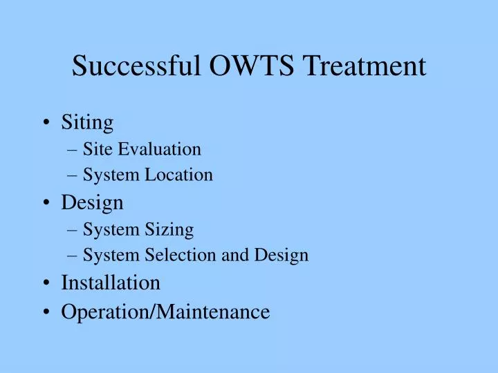 PPT - Successful OWTS Treatment PowerPoint Presentation, free download ...