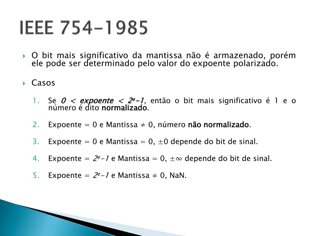 PPT - Padrão IEEE 754 para números de Ponto Flutuante PowerPoint ...