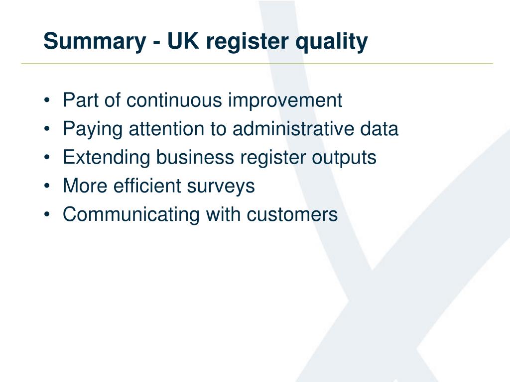 PPT - Quality assuring the UK business register PowerPoint Presentation ...