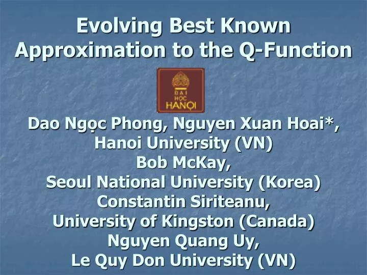 PPT - Evolving Best Known Approximation to the Q-Function PowerPoint ...