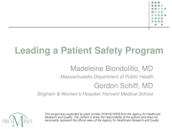 PPT - Leading a Patient Safety Program PowerPoint Presentation, free ...
