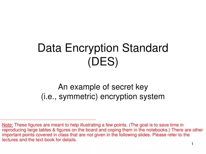 PPT - Data Encryption Standard (DES) An example of secret key (i.e ...