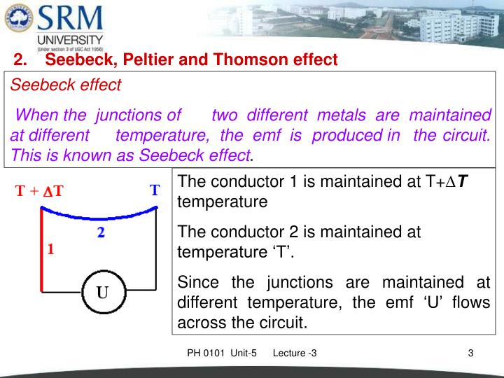 PPT - Introduction Seebeck effect, Peltier effect and Thomson effect ...