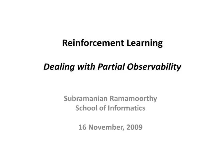 PPT - Reinforcement Learning Dealing with Partial Observability PowerPoint Presentation - ID:4568044