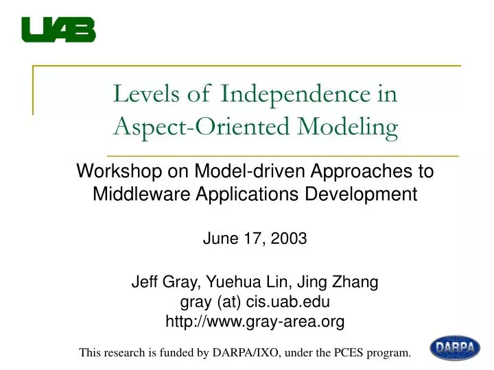 Ppt Levels Of Independence In Aspect Oriented Modeling Powerpoint Presentation Id 4568658