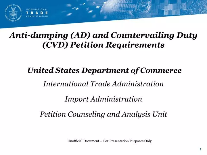 PPT - Anti-dumping (AD) and Countervailing Duty (CVD) Petition ...