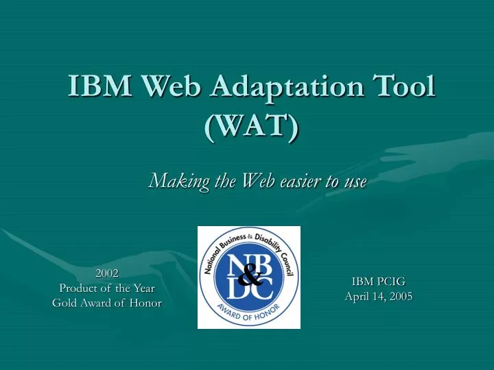 PPT - IBM Web Adaptation Tool (WAT) PowerPoint Presentation, free ...