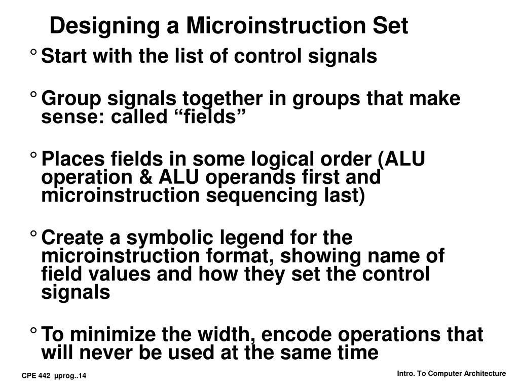 Ppt Cpe 442 Microprogramming And Exceptions Powerpoint Presentation
