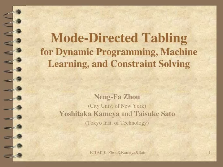 PPT - Mode-Directed Tabling for Dynamic Programming, Machine Learning ... PPT - Mode-Directed Tabling for Dynamic Programming, Machine Learning ...