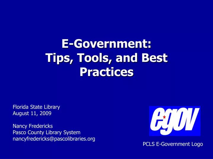 PPT - E-Government: Tips, Tools, and Best Practices PowerPoint ...