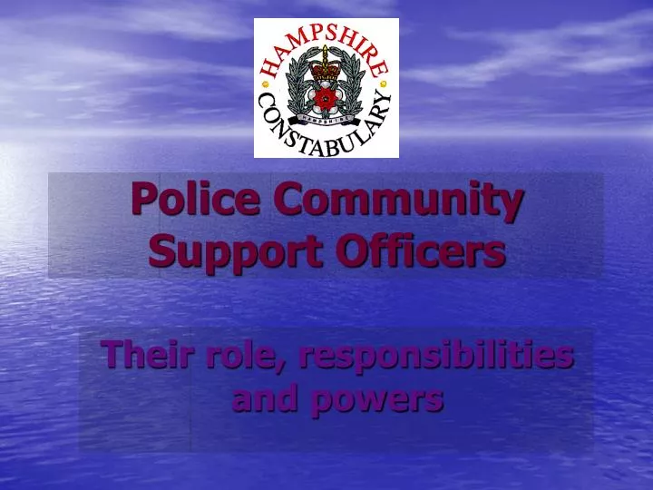 PPT - Police Community Support Officers PowerPoint Presentation, free ...