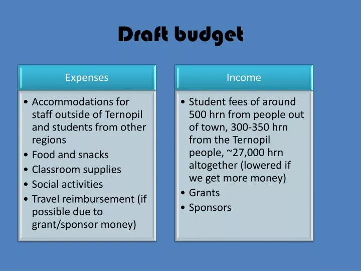 PPT - Draft budget PowerPoint Presentation, free download - ID:4572729
