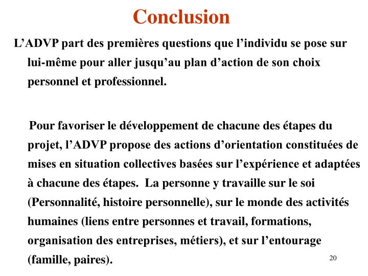 PPT - Modèle de L’ADVP (Activation du développement vocationnel et personnel) PowerPoint ...