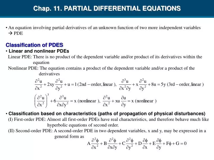 PPT - Chap. 11. PARTIAL DIFFERENTIAL EQUATIONS PowerPoint Presentation ... PPT - Chap. 11. PARTIAL DIFFERENTIAL EQUATIONS PowerPoint Presentation ...