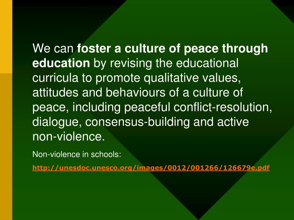 PPT - UNESCO and Education for a Culture of Peace: a transdisciplinary ...