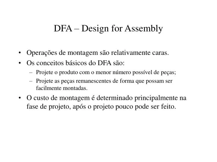 PPT - DFA – Design for Assembly PowerPoint Presentation, free download ...