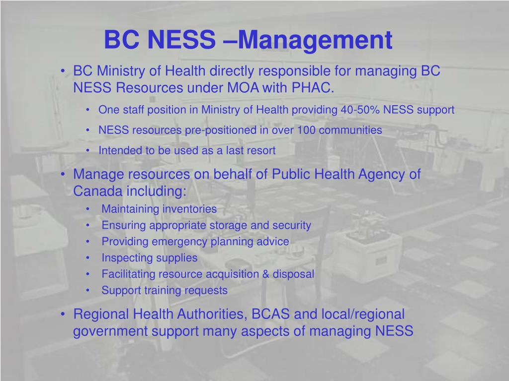 PPT - National Emergency Stockpile System BC Ministry of Health ...