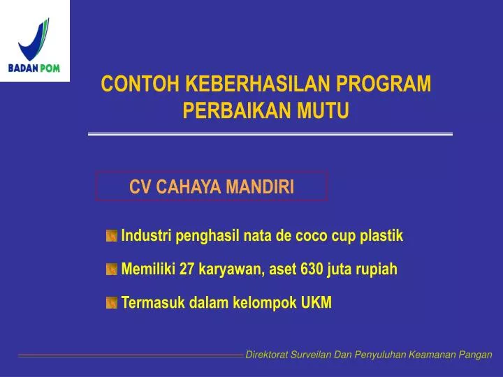 PPT - CONTOH KEBERHASILAN PROGRAM PERBAIKAN MUTU PowerPoint ...