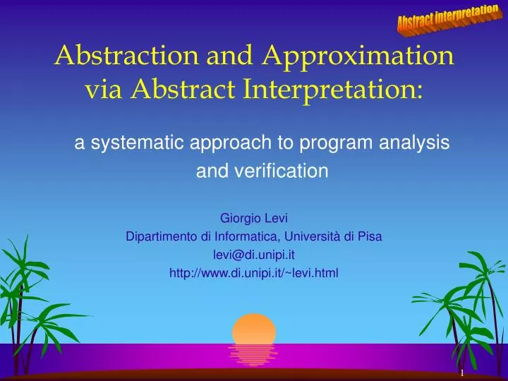 Ppt Abstraction And Approximation Via Abstract Interpretation 5582