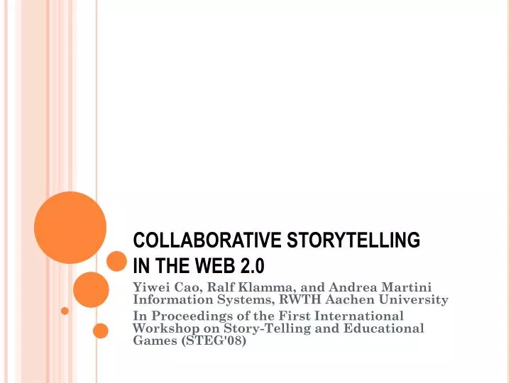 PPT - COLLABORATIVE STORYTELLING IN THE WEB 2.0 PowerPoint Presentation ...